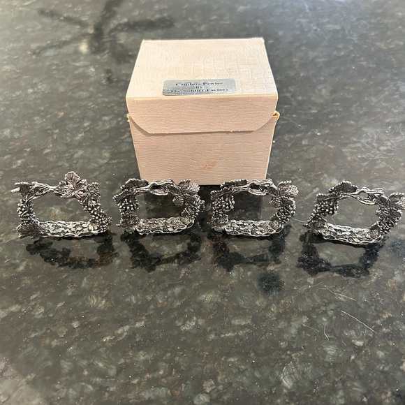 Wanda Scuby | Dining | Nib Signed Wanda Scruby Pewter Set Four Napkin ...